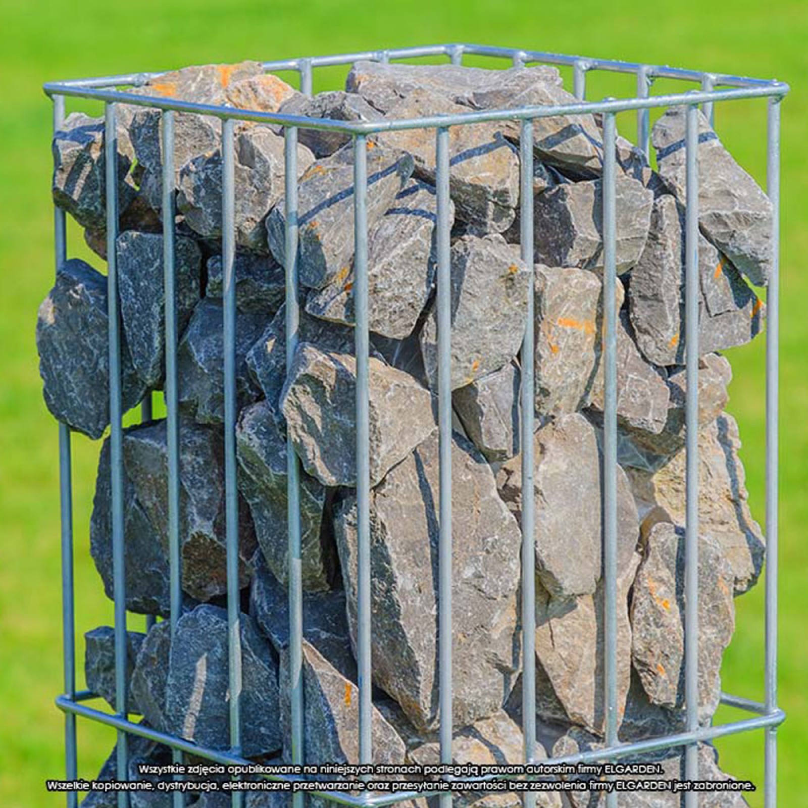 Stâlp tip coș gabion, Cube M, 25,5x25,5x90 cm